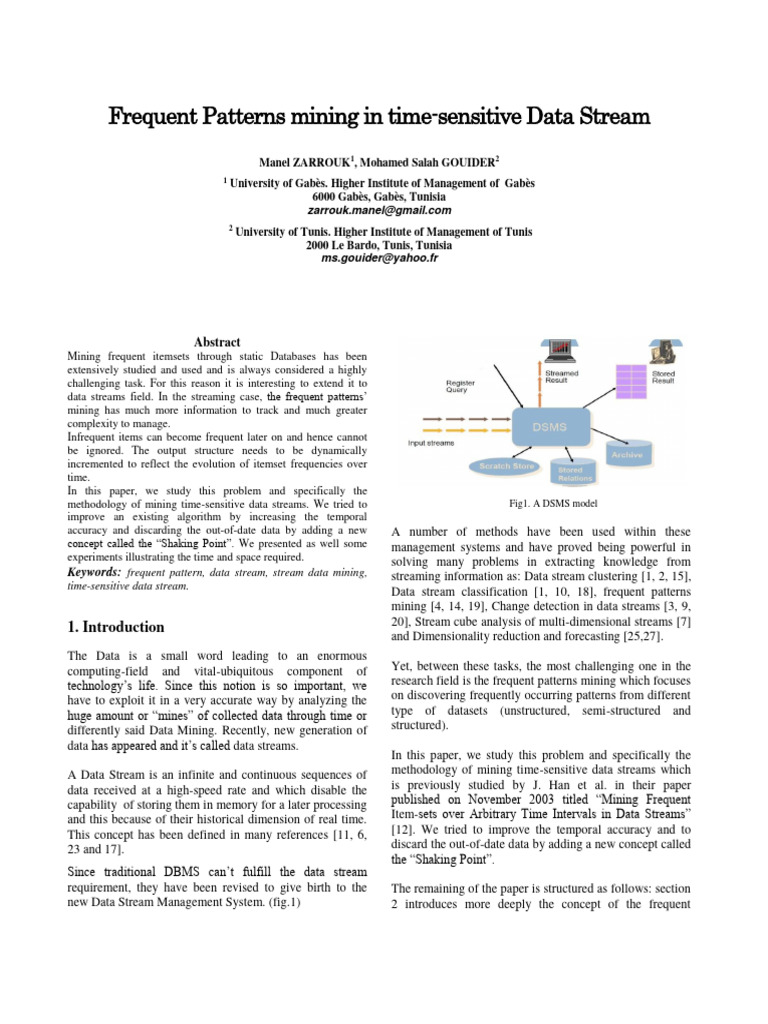 Frequent Patterns Mining in Time-Sensitive Data Stream | PDF | Computers | Technology & Engineering