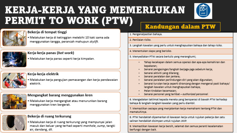 Kerja-Kerja Yang Memerlukan PTW | PDF | Teknologi & Rekayasa