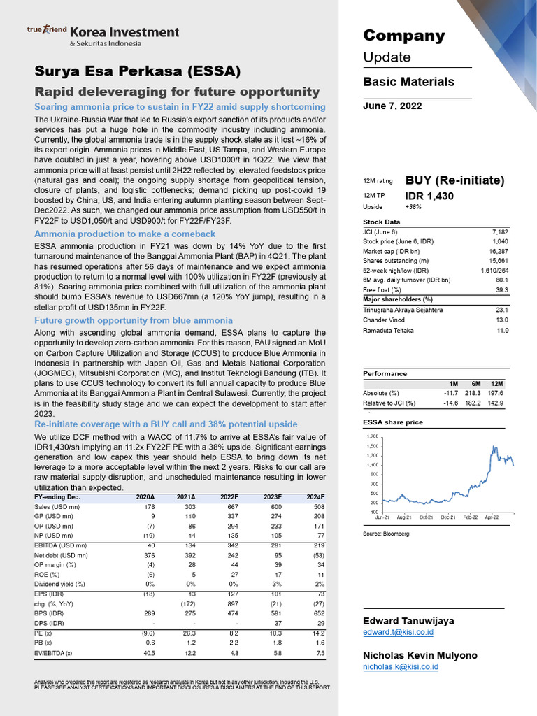 ESSA Ammonia Price Forecast | PDF | Carbon Capture And Storage | Economies