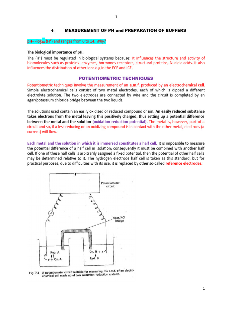 Measurement of PH and Preparation of Buffers | PDF