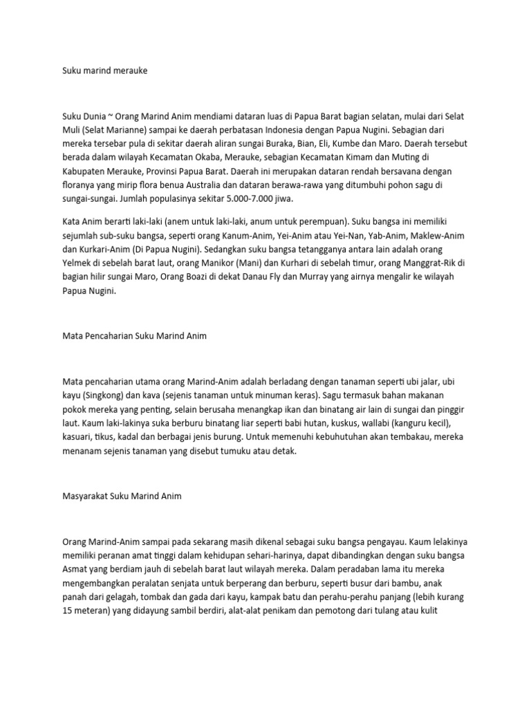 Suku Marind Anim di Merauke | PDF