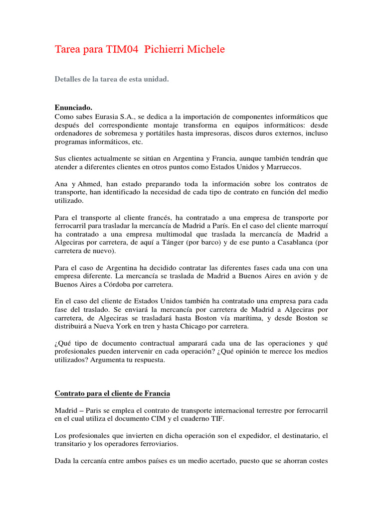 Pichierri_Michele_TIM04_Tarea | PDF | Transporte