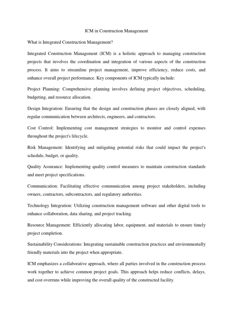 ICM in Construction Management and HSM | PDF