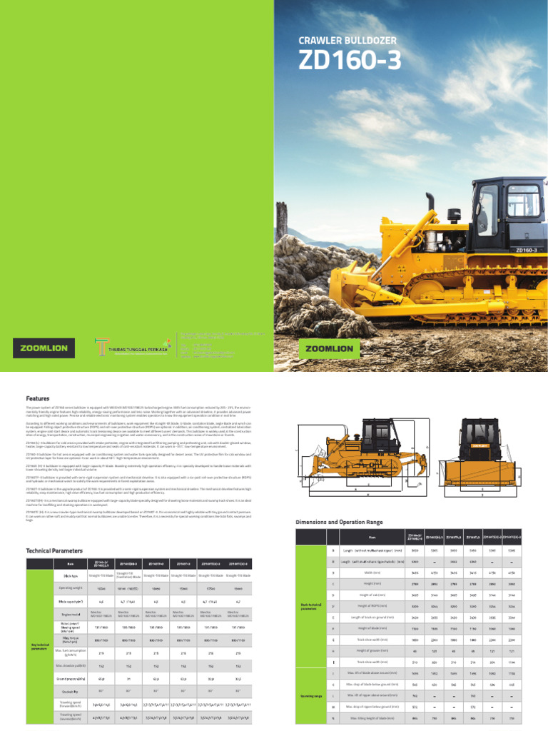 ZD160-3 Bulldozer Specifications Guide | PDF | Engines | Energy ...