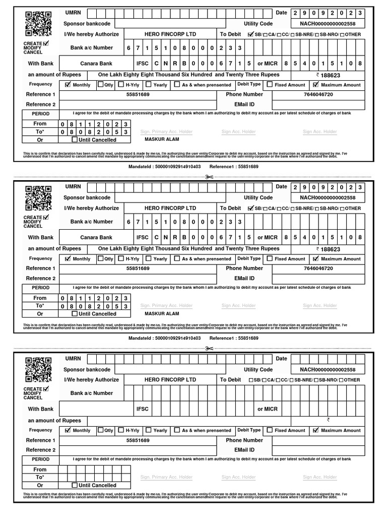 Mandate Form 55851689-1 | PDF | Debit Card | Banks