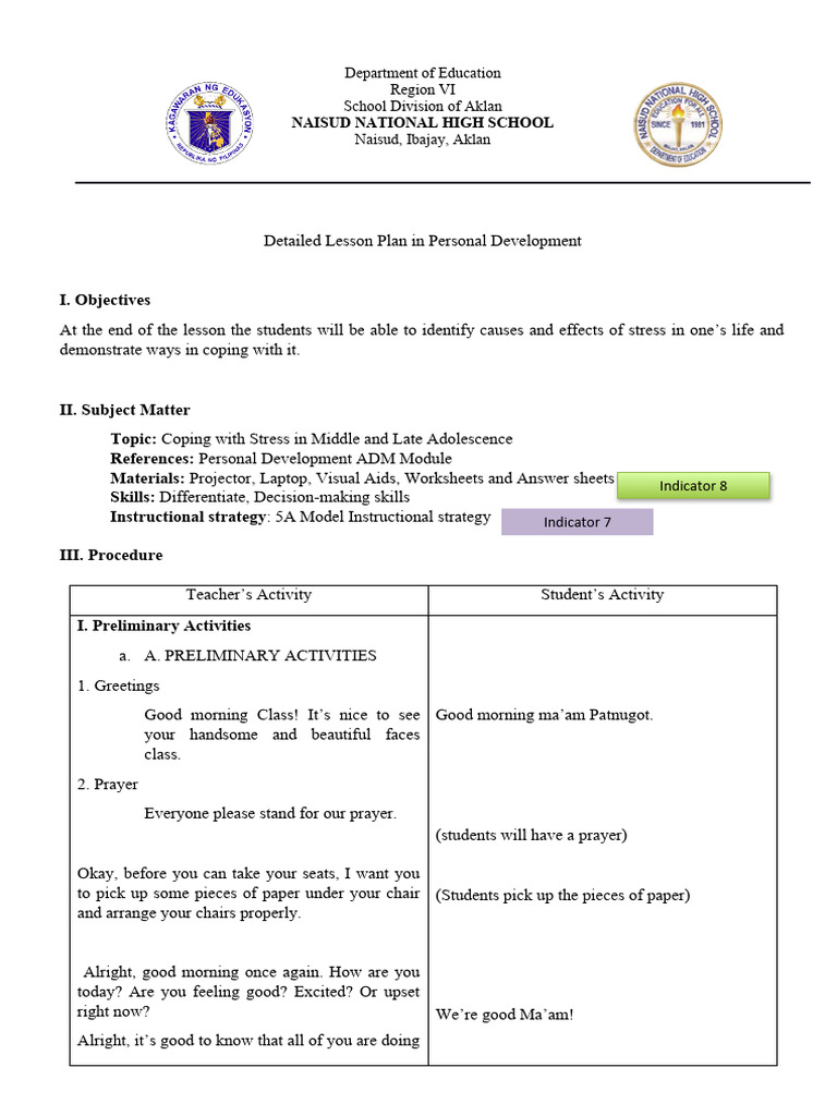 Coping With Stress Lesson Plan | PDF | Stress (Biology) | Lesson Plan