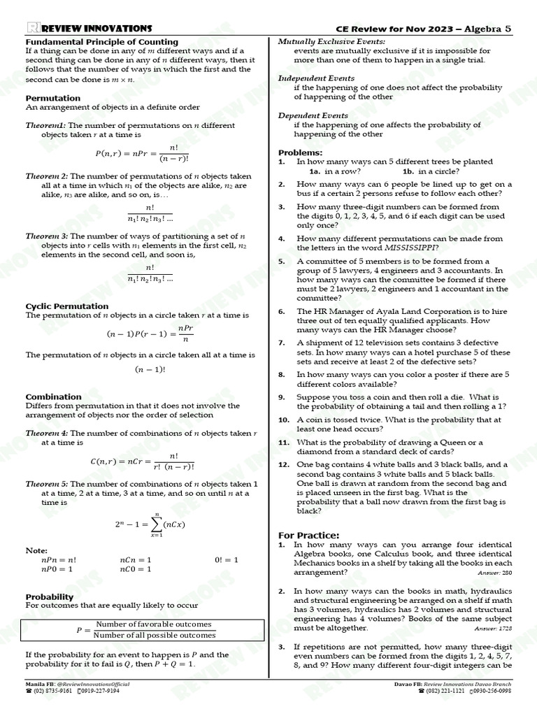 2023 Nov Algebra 5 | PDF