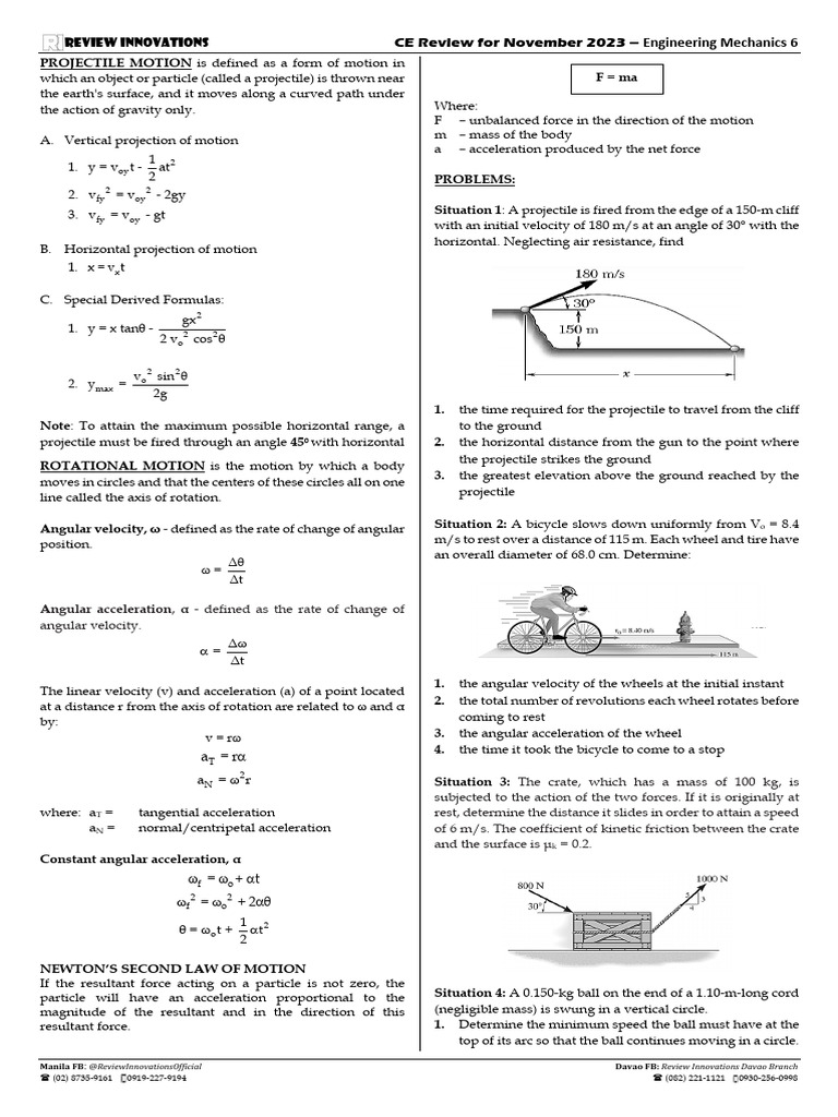 CE Board Nov 2023 - Engineering Mechanics - Set 6 | PDF | Acceleration | Rotation Around A Fixed ...