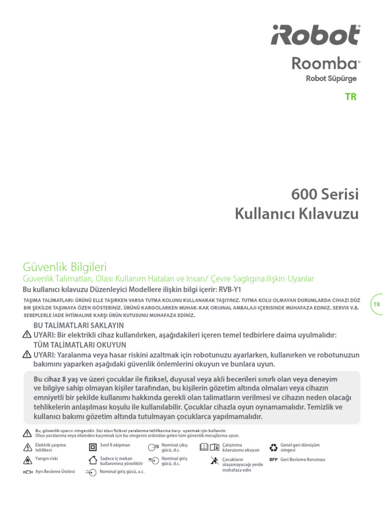 IRobot Roomba 693 Kullanım Kılavuzu | PDF