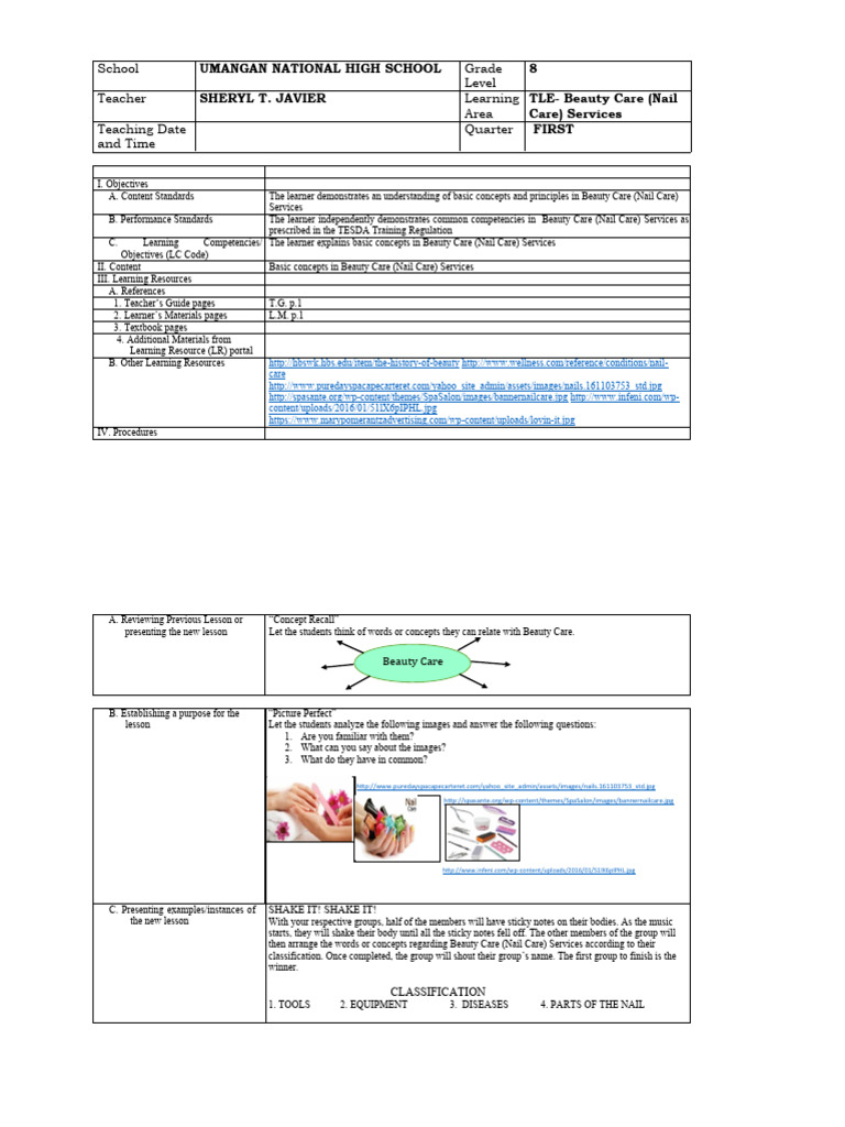 DLL NAIL CARE - Basic Concepts | PDF | Nail (Anatomy) | Learning