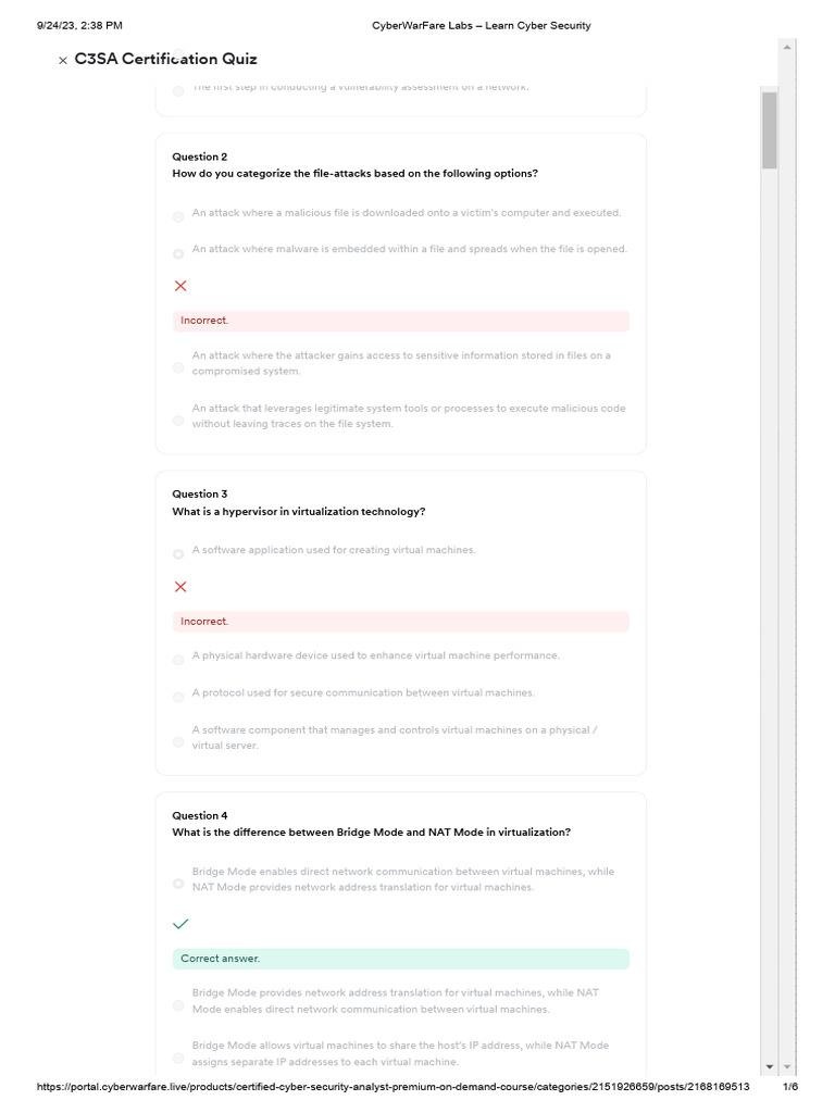 Cyber Security Analyst Quiz | PDF | Malware | Computer Network