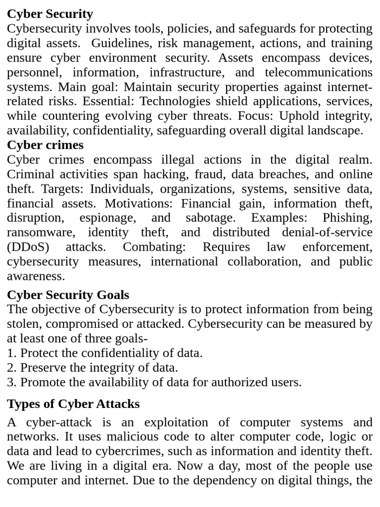 Cyber Security Pdf Security Computer Security