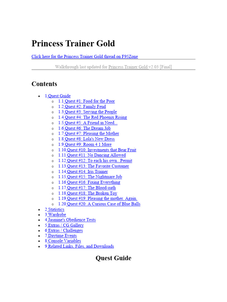 Princess Trainer Gold Wiki Backup | PDF