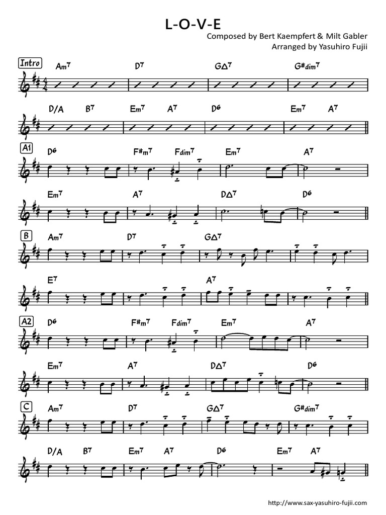 L-O-V-E - Easy Solo Example For Alto Sax | PDF | Song Recordings ...