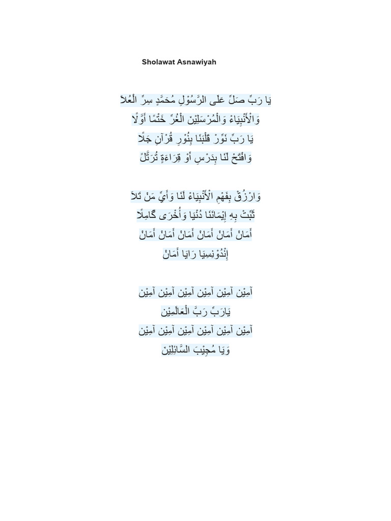 Sholawat Asnawiyah | PDF