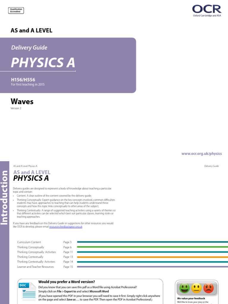 A Level Physics: Waves Delivery Guide | PDF