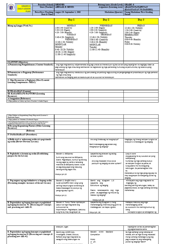 Grade 8 World History Plan | PDF