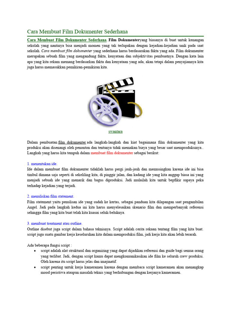 Cara Membuat Film Dokumenter Sederhana | PDF