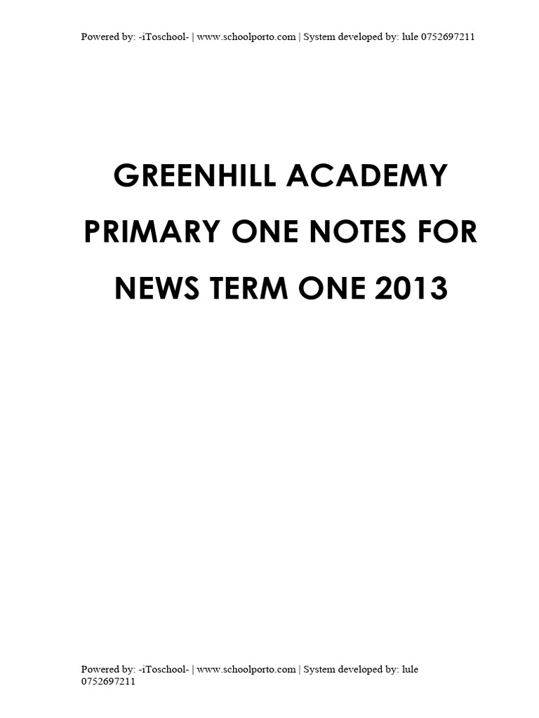 P1 NEWS NOTES TERM ONE - Out | PDF