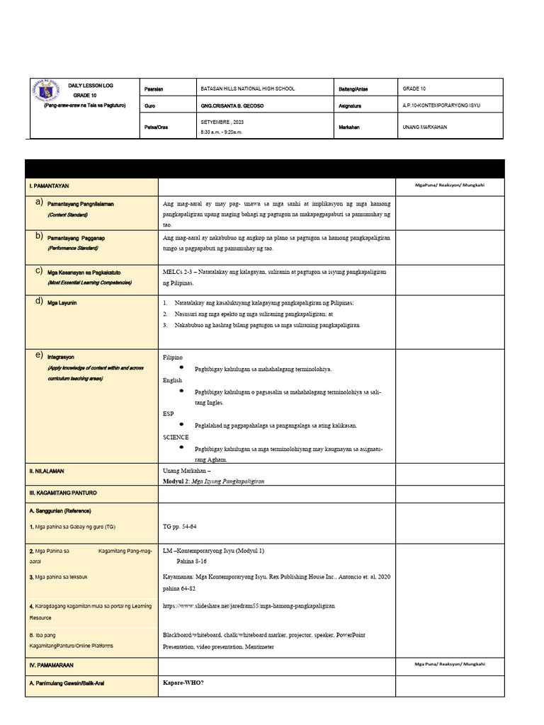 Cot Isyungpangkapaligiran Pdf