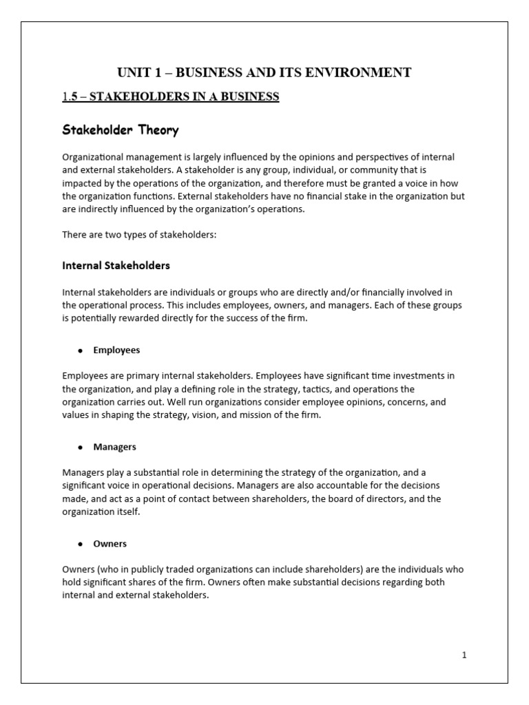 Stakeholders in Business Management | PDF | Business