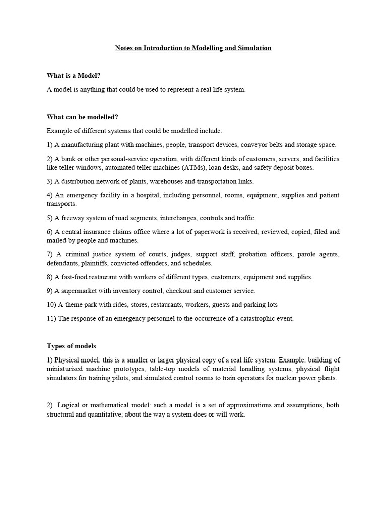 Notes On Simulation | PDF | Simulation | Probability Distribution