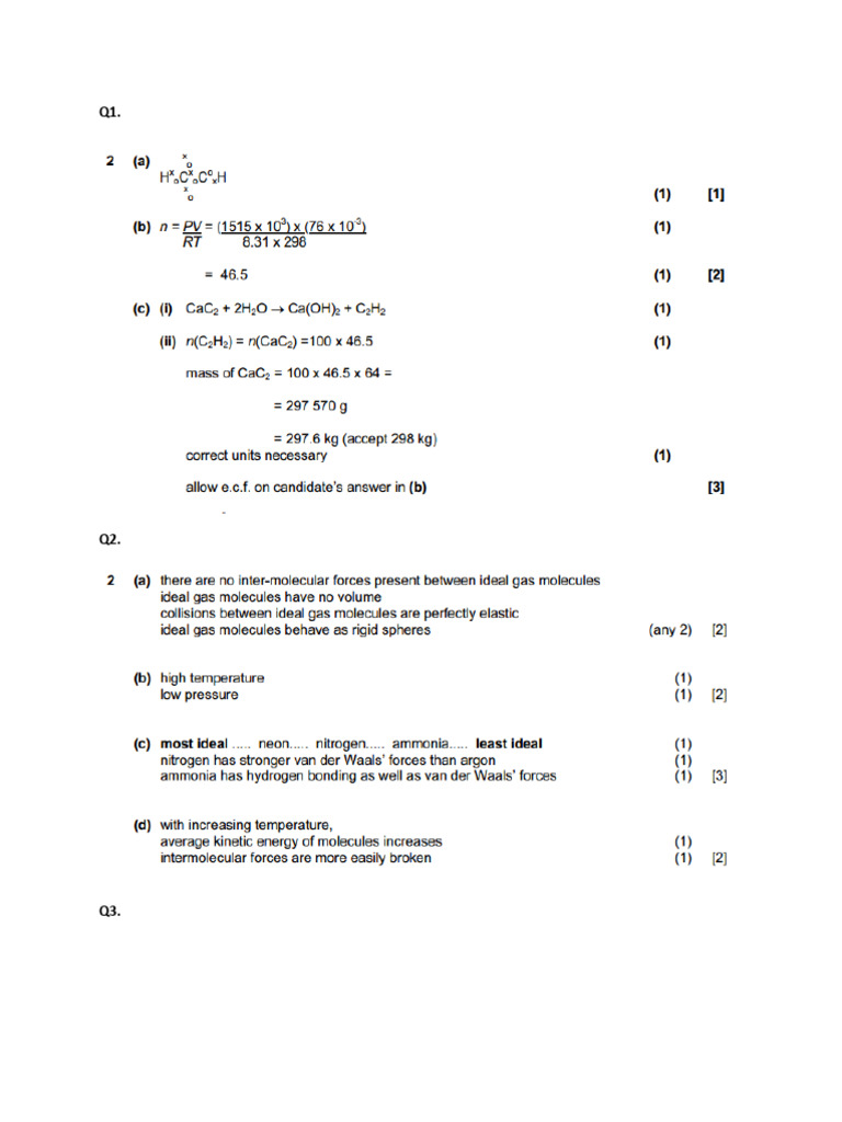 States of Matter Marking Scheme | PDF