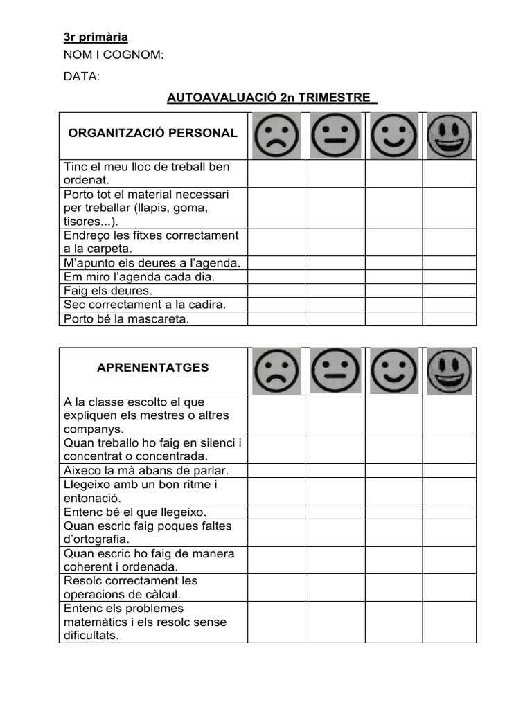 AUTOAVALUACIÓ 2ntm 3rpri | PDF