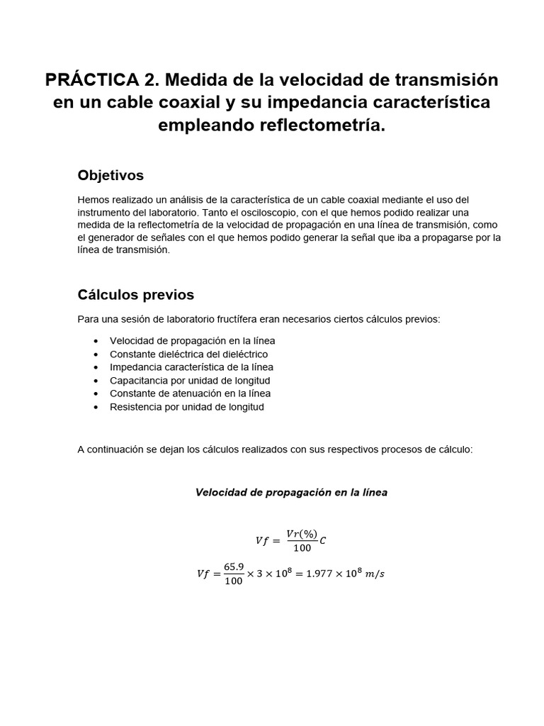 Memoria P2 | PDF | Línea de transmisión | Cable coaxial