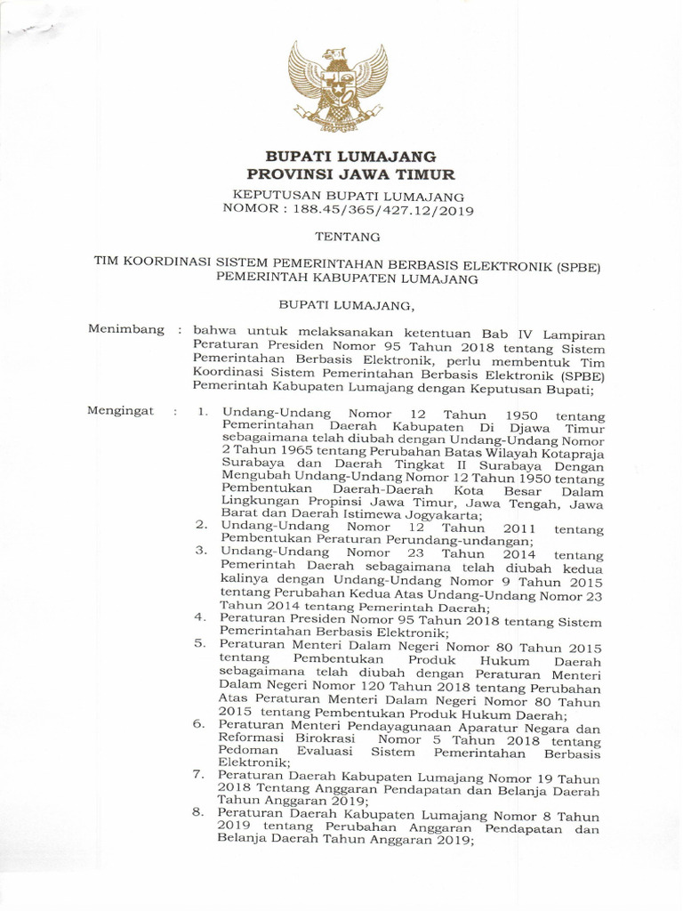 SK Tim Koordinasi SPBE | PDF