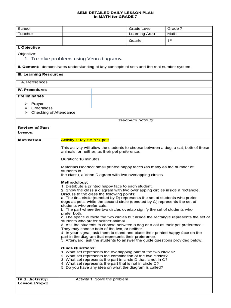 Semi Detailed Lesson Plan in Math | PDF