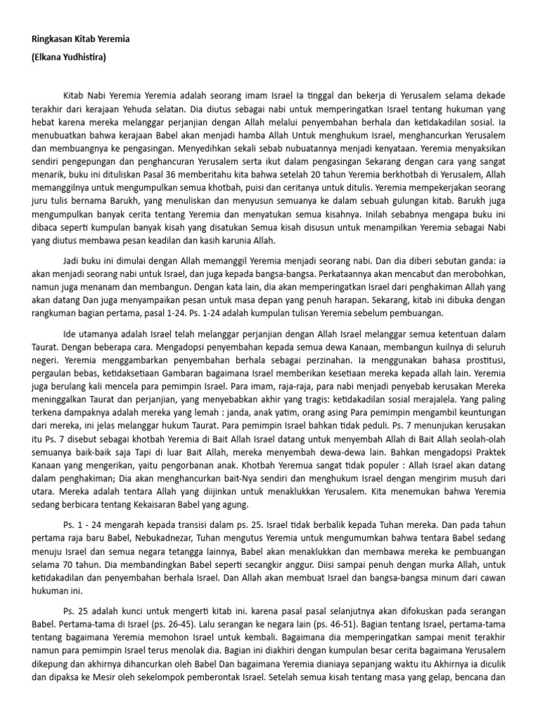 Ringkasan Kitab Yeremia | PDF