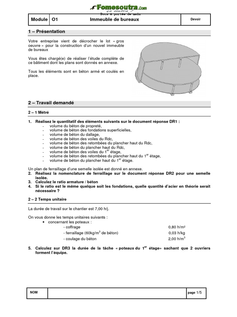 612b5b6c86f66sujet-Immeuble-De-Bureaux-Genie-Civil 00 | PDF