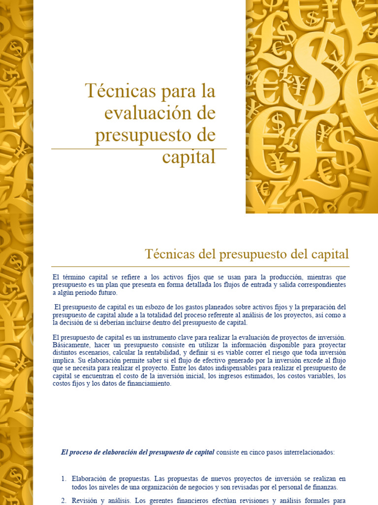 Tecnicas Del Presupuesto de Capital | PDF | Presupuesto | Economias