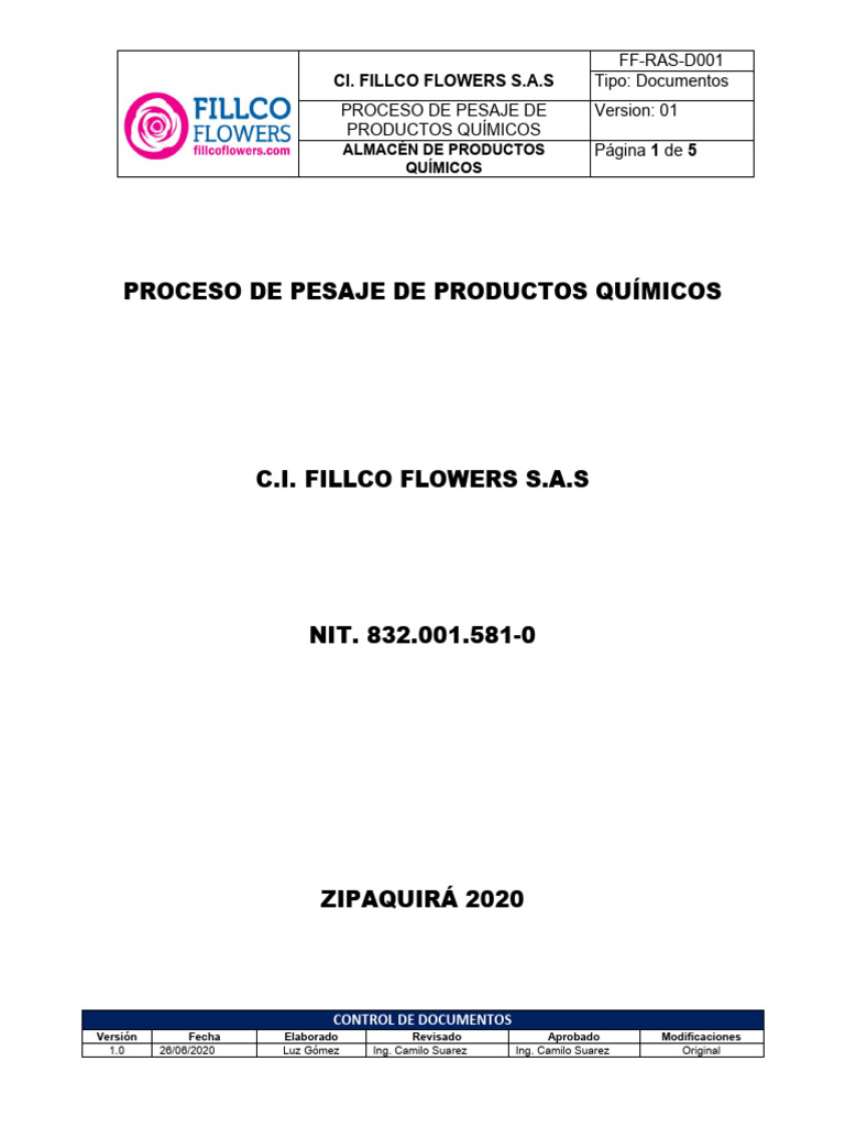 Pesaje de Productos Quimicos | PDF | Pesticida | Residuos