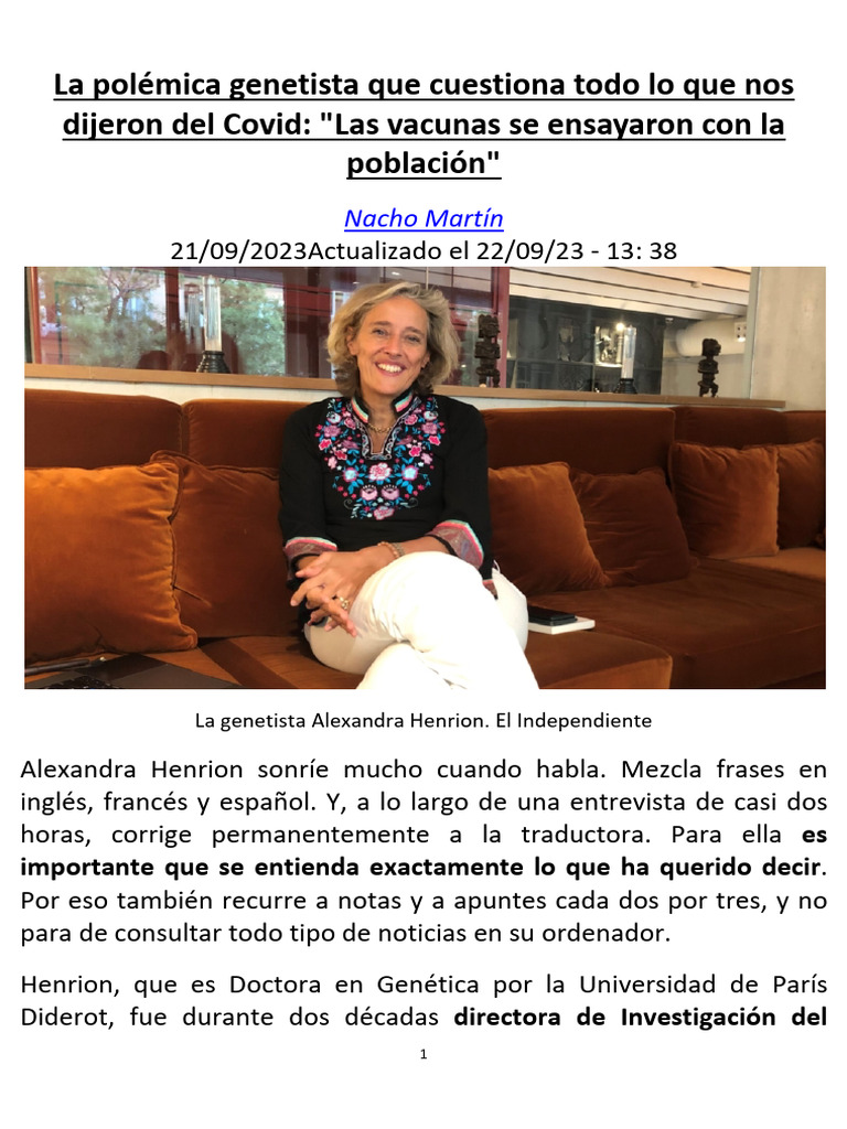 Henrion, Alexandra - Las vacunas se ensayaron con la población (22-09-23) (21P) | PDF