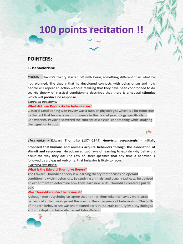 100 Points Recitation | PDF