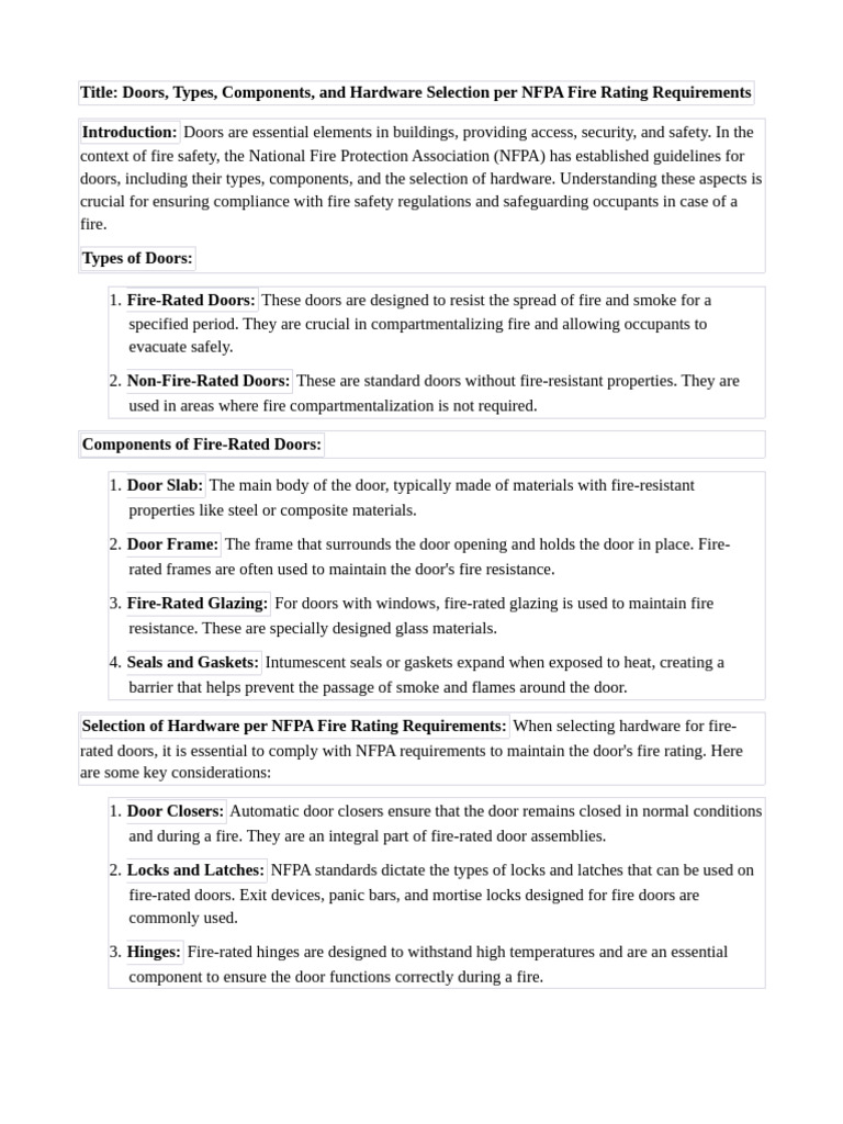 NFPA Fire-Rated Door Guidelines | PDF | Computers