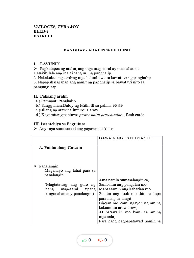 Filipino Lesson Plan Panghalip - Compress | PDF