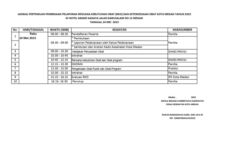 Jadwal Pertemuan RKO. | PDF