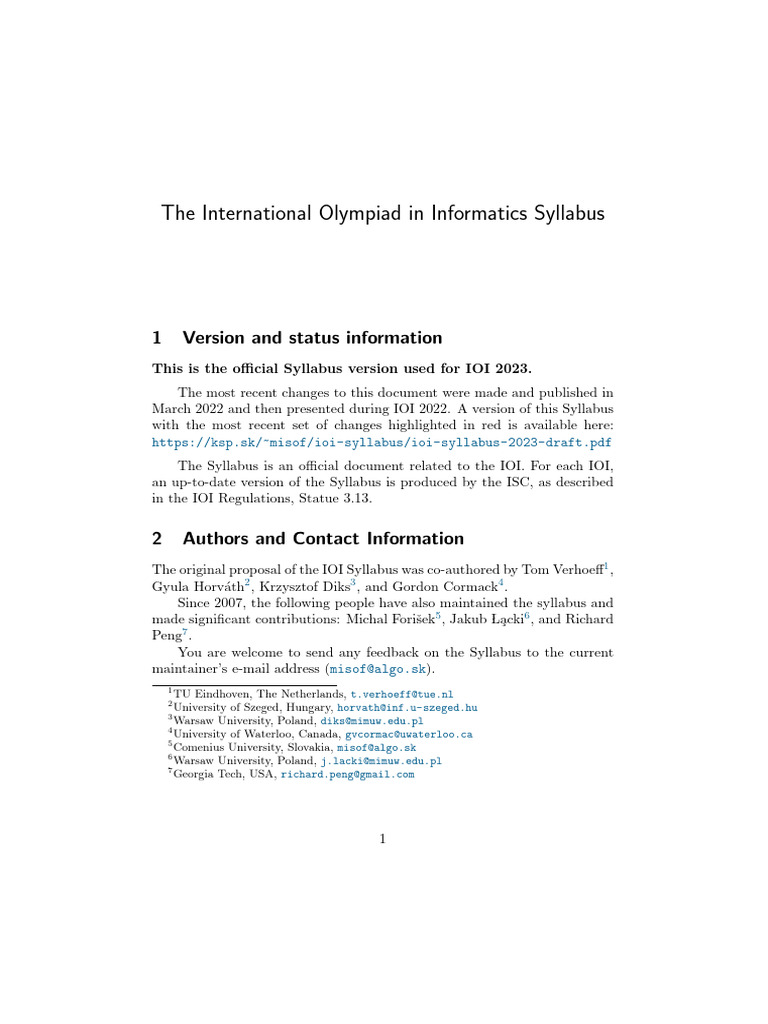 Ioi Syllabus 2023 | PDF