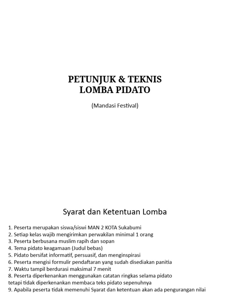 Juklak Juknis Lomba Pidato | PDF