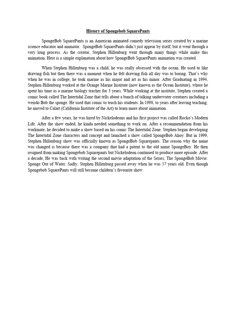 History of Spongebob SquarePants | PDF