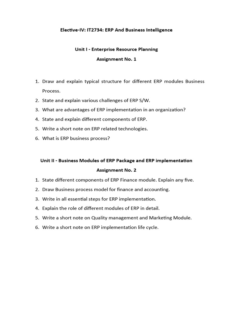 ERP BI Assignments | PDF | Business Intelligence | Enterprise Resource Planning