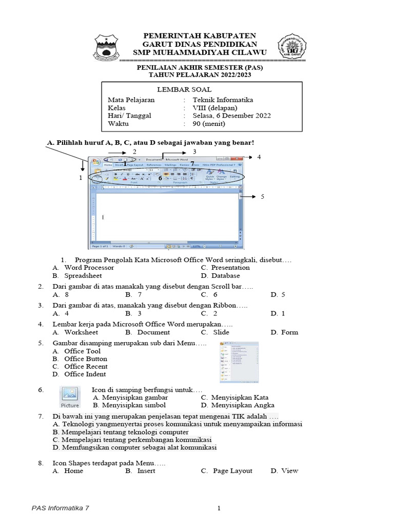 Soal Pas Tik KLS 8 | PDF
