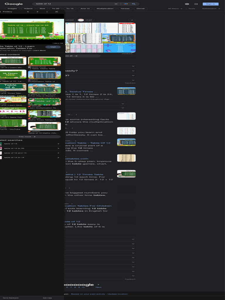 Table of 12 - Google Search | PDF | You Tube | Arithmetic