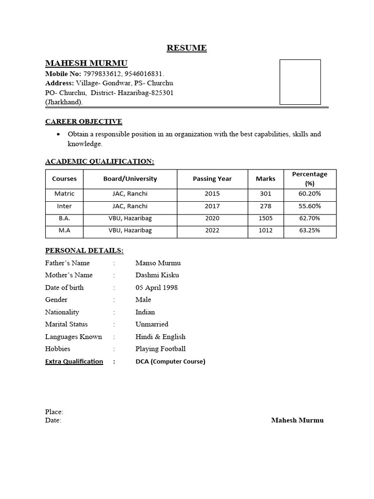Mahesh Murmu Resume Overview | PDF