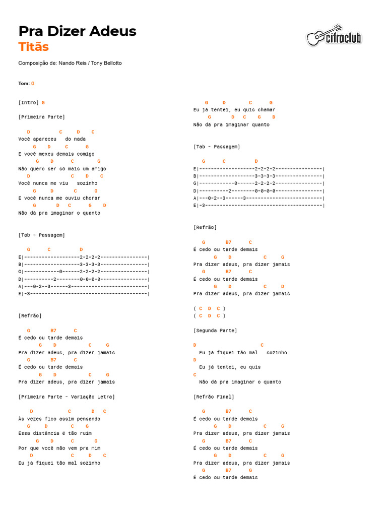 005 - Titãs - Pra Dizer Adeus | Download grátis PDF | Música gravada