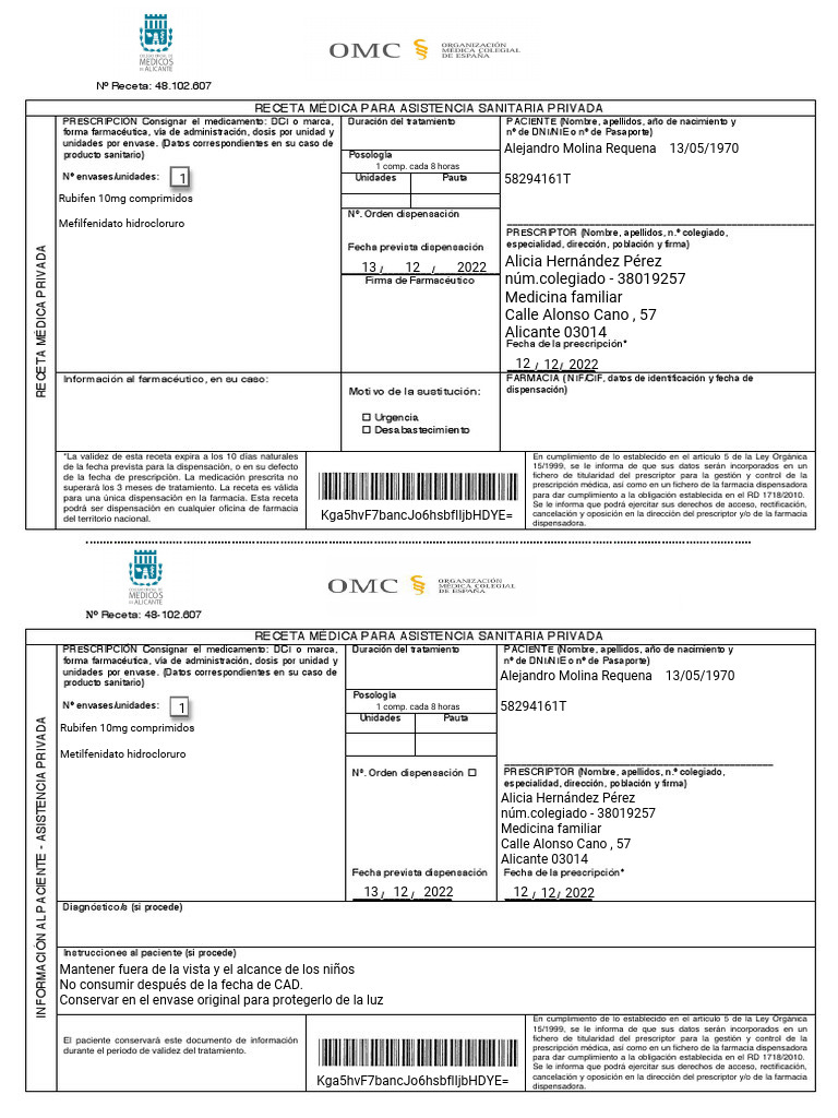 Receta Rubifen1 | PDF