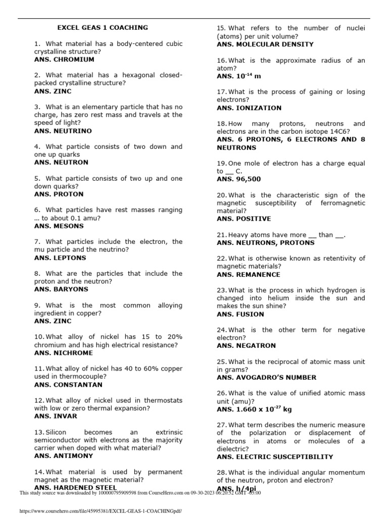 Excel Geas 1 Coaching PDF | PDF